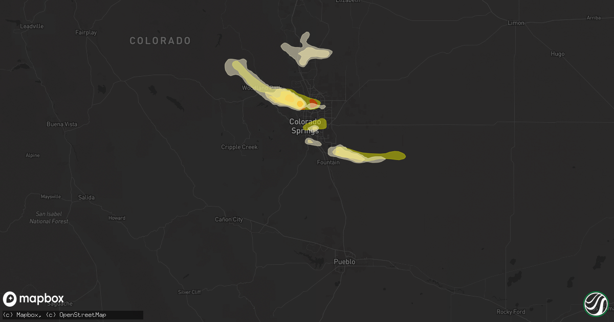 Hail Map in Colorado Springs, CO on June 17, 2025 - HailTrace