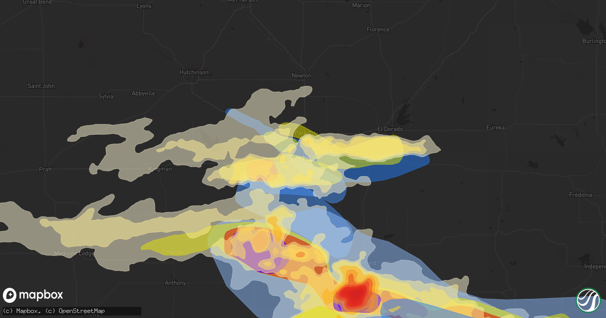 Hail Map in Wichita, KS on June 17, 2025 - HailTrace