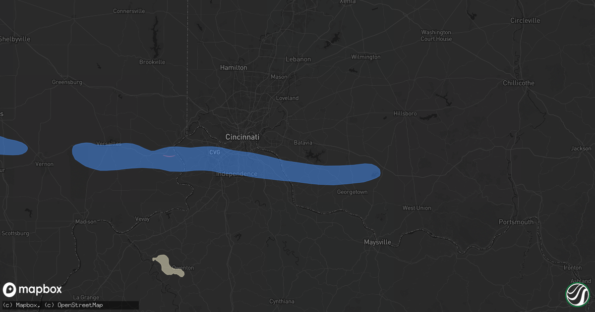 Hail Map in Amelia, OH on June 17, 2026 - HailTrace