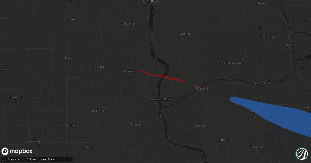 Hail Map in Harpers Ferry, IA on June 17, 2026 - HailTrace