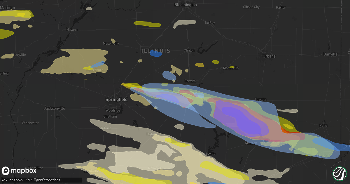 Hail Map in Harristown, IL on June 17, 2026 - HailTrace