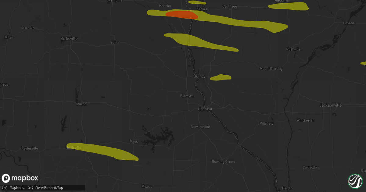 Hail Map in Palmyra, MO on June 17, 2026 - HailTrace