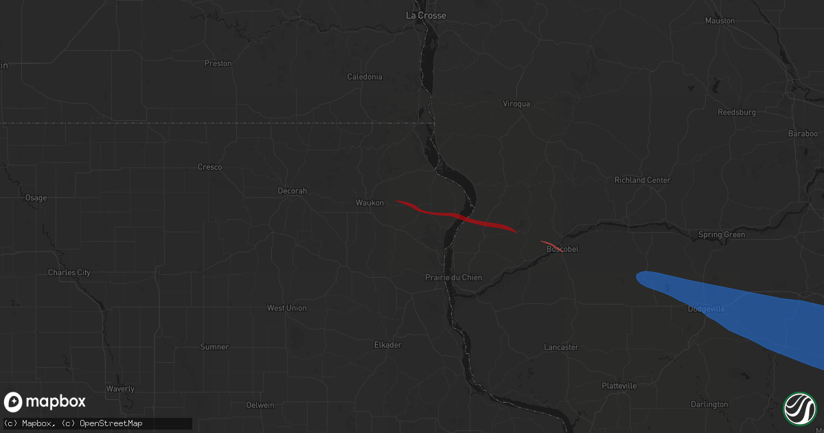 Hail Map in Waterville, IA on June 17, 2026 - HailTrace