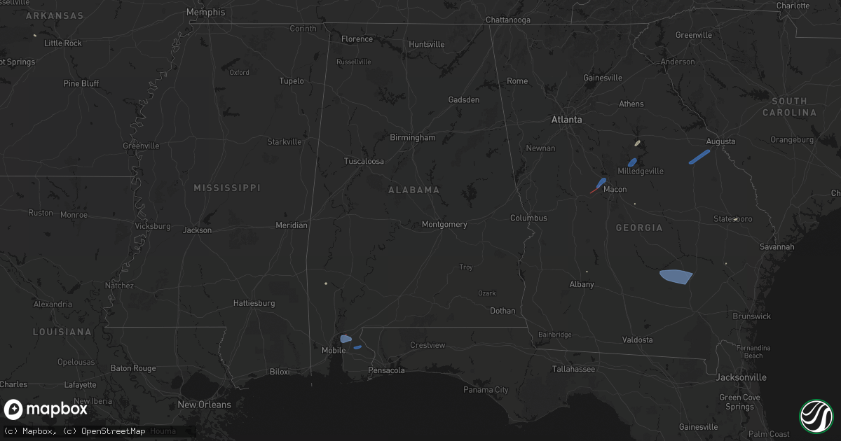 Hail Map in Alabama on June 18, 2026 - HailTrace