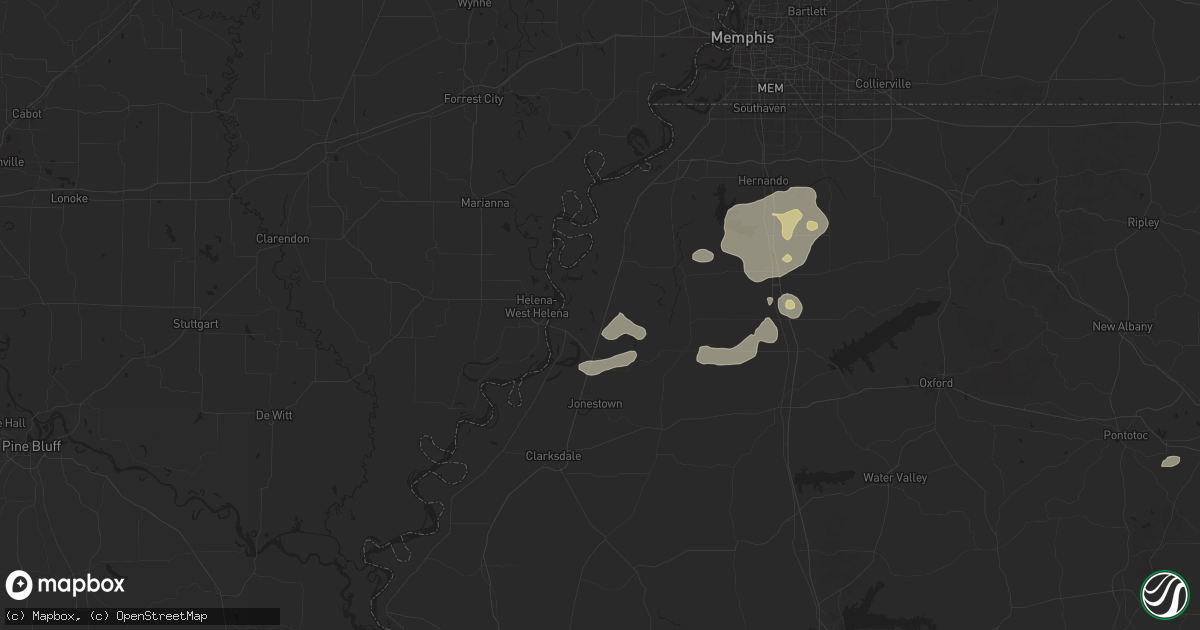 Hail Map in Dundee, MS on June 19, 2025 - HailTrace