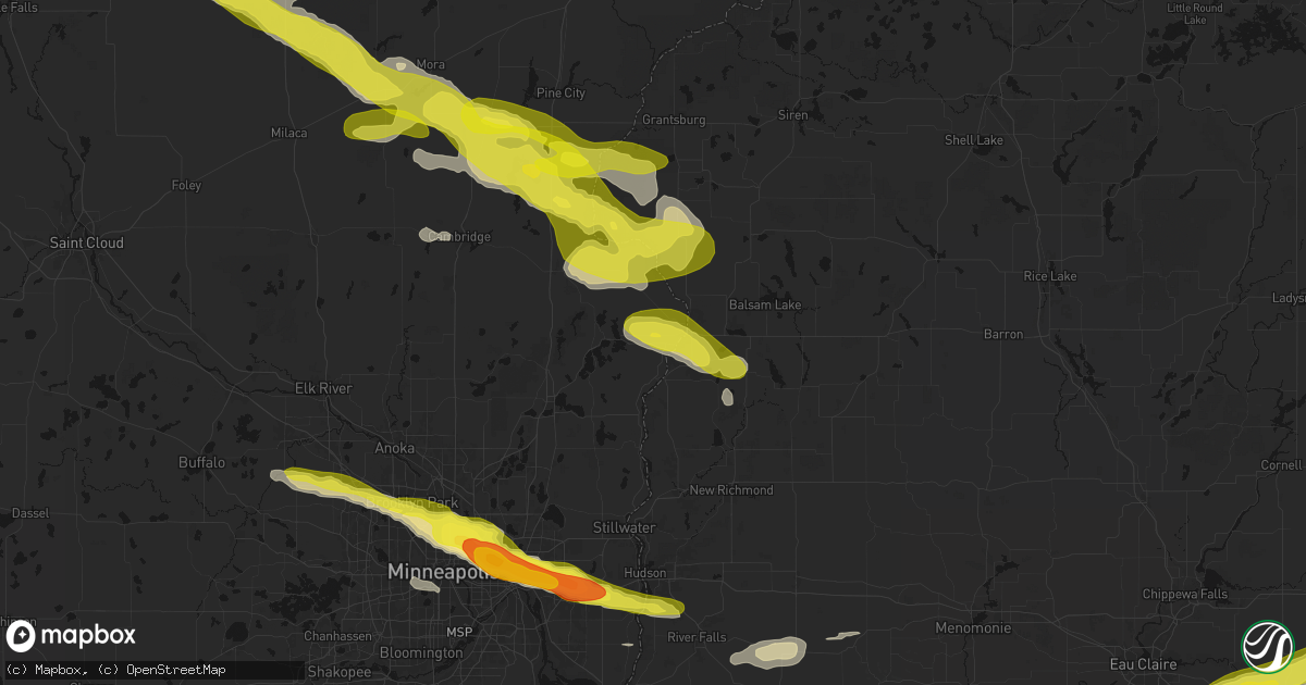 Hail Map in Shafer, MN on June 19, 2026 - HailTrace