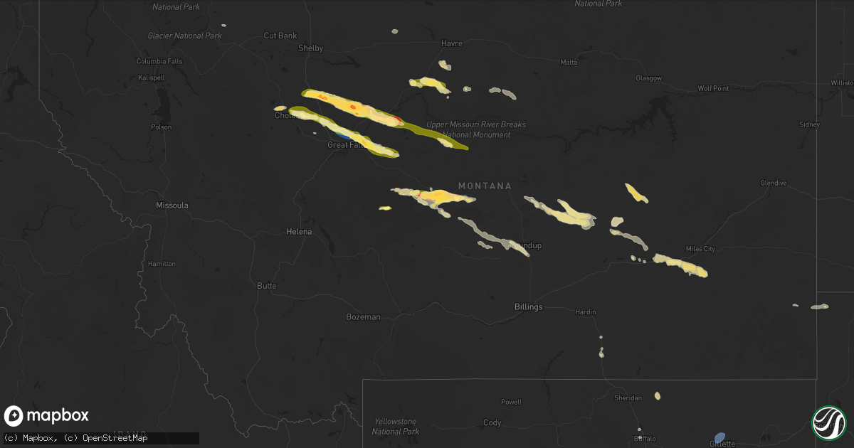 Hail Map in Montana on June 21, 2024 - HailTrace