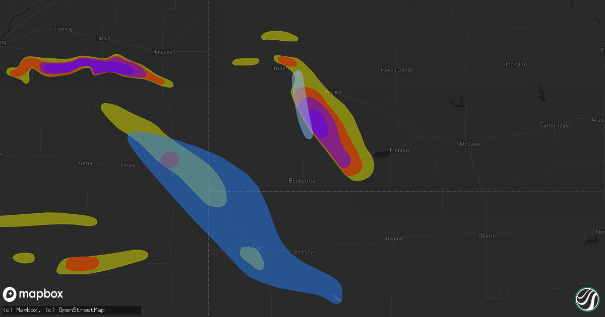 Hail Map in Benkelman, NE on June 21, 2026 - HailTrace