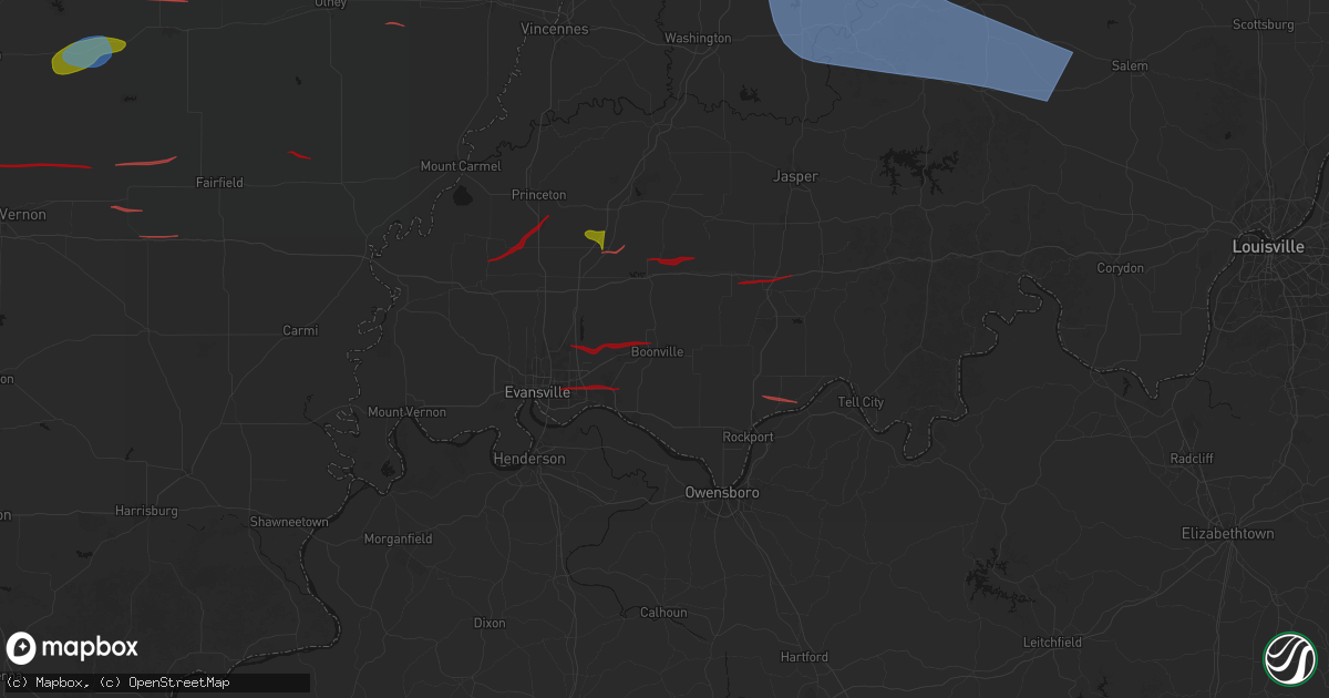 Hail Map in Boonville, IN on June 21, 2026 - HailTrace