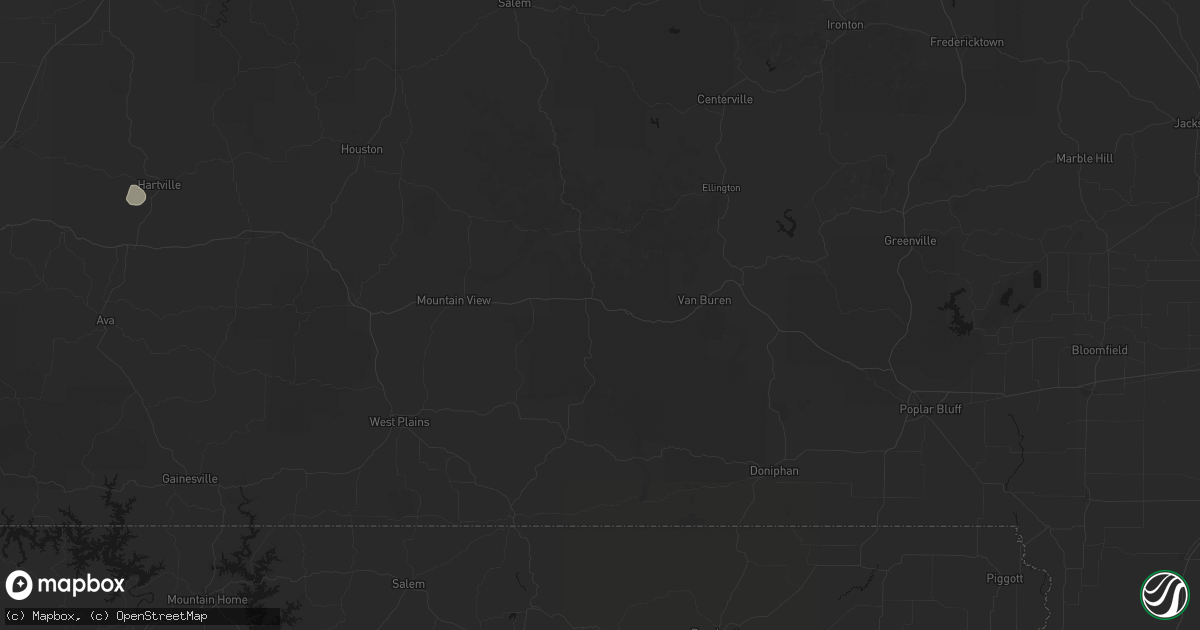Hail Map in Winona, MO on June 21, 2026 - HailTrace
