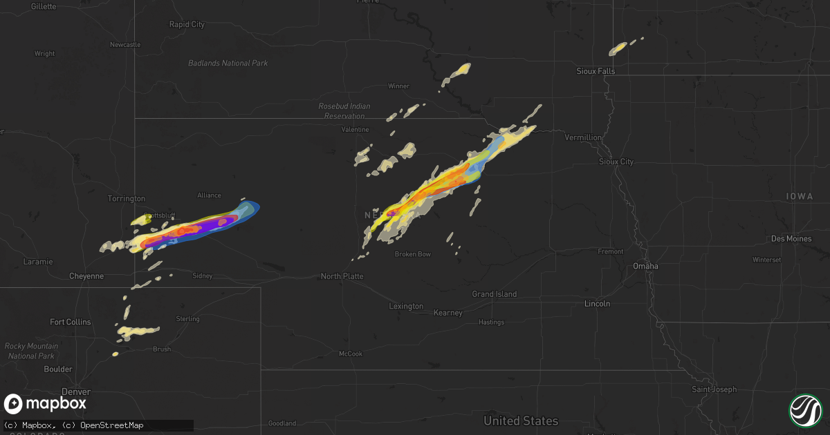 Hail Map in Nebraska on June 22, 2025 - HailTrace