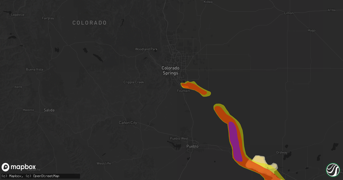 Hail Map in Colorado Springs, CO on June 22, 2026 - HailTrace