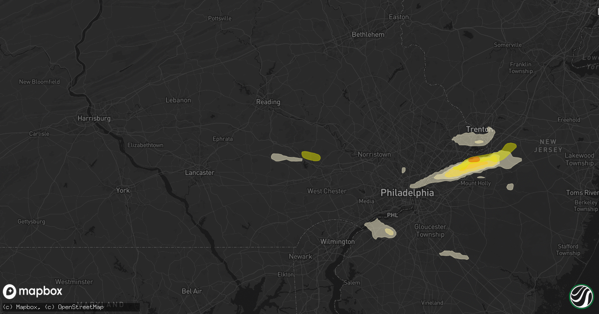 Hail Map in Glenmoore, PA on June 22, 2026 - HailTrace