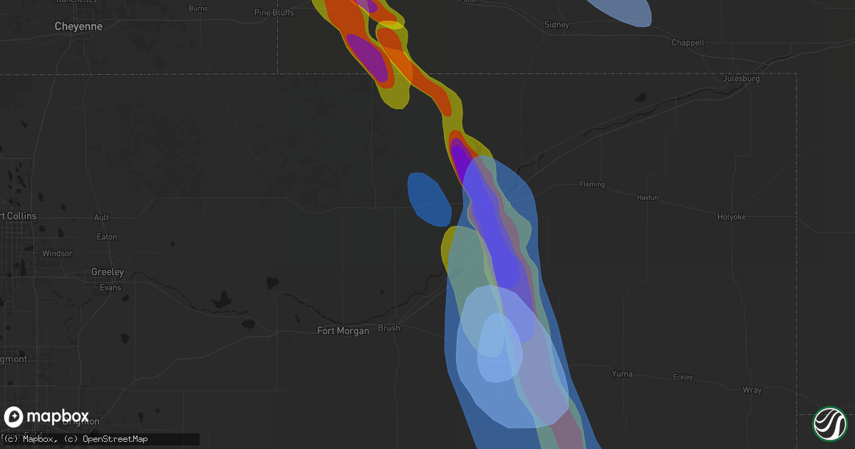 Hail Map in Merino, CO on June 22, 2026 - HailTrace