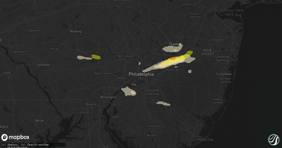Hail Map in Philadelphia, PA on June 22, 2026 - HailTrace