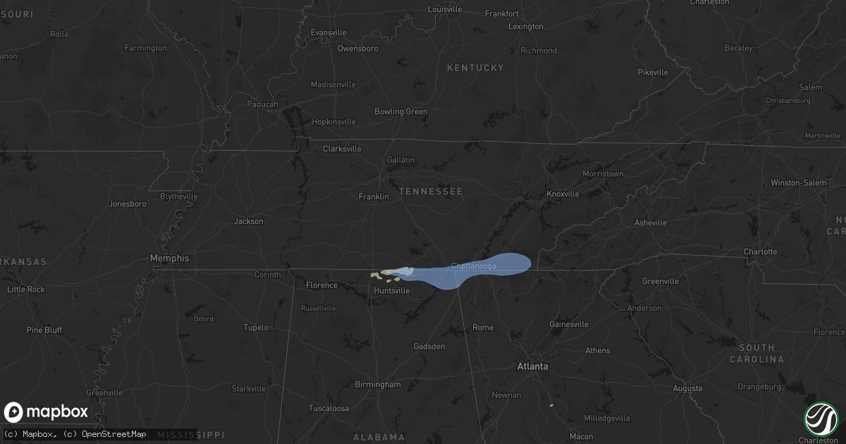 Hail Map in Tennessee on June 22, 2026 - HailTrace