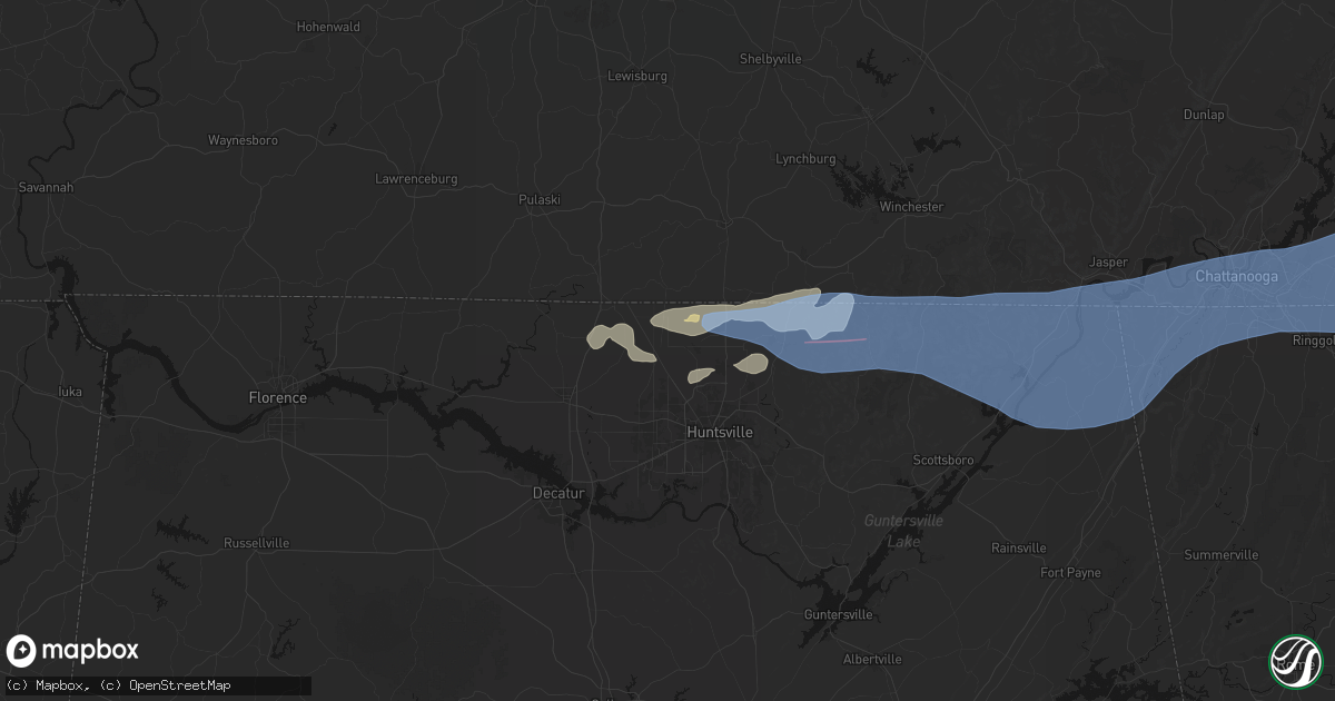 Hail Map in Toney, AL on June 22, 2026 - HailTrace