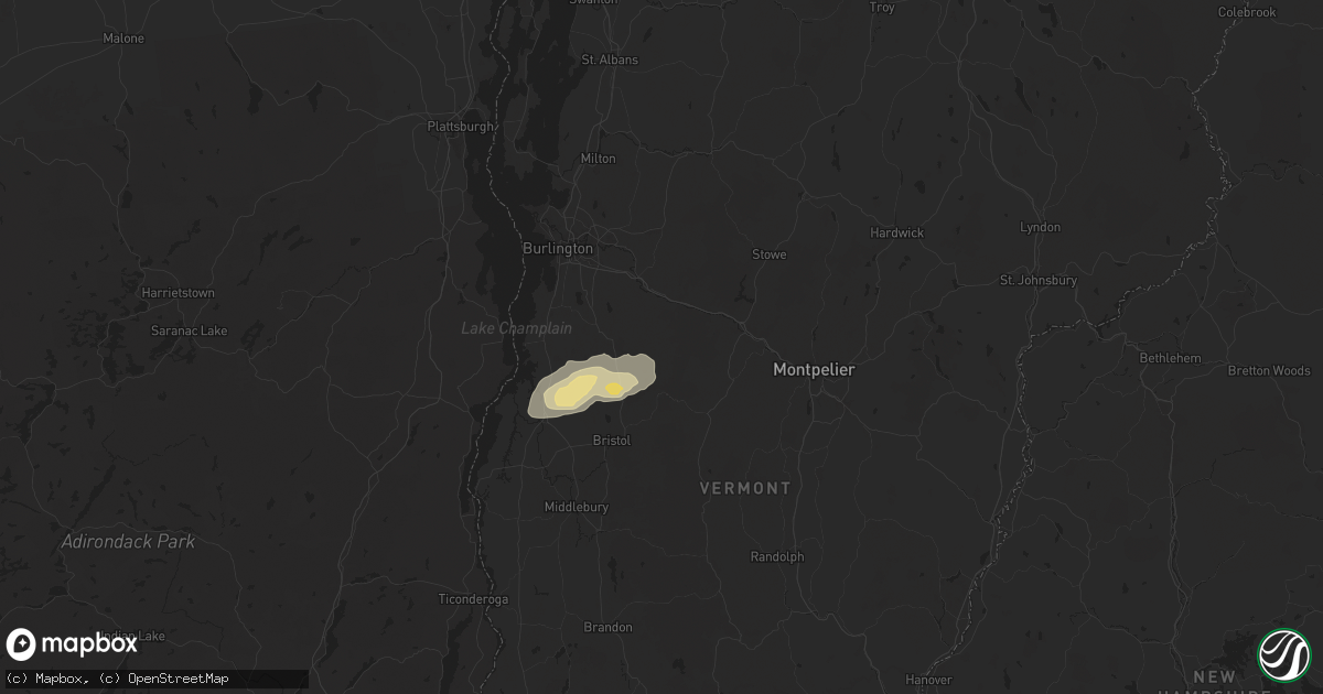 Hail Map in Huntington, VT on June 23, 2024 - HailTrace