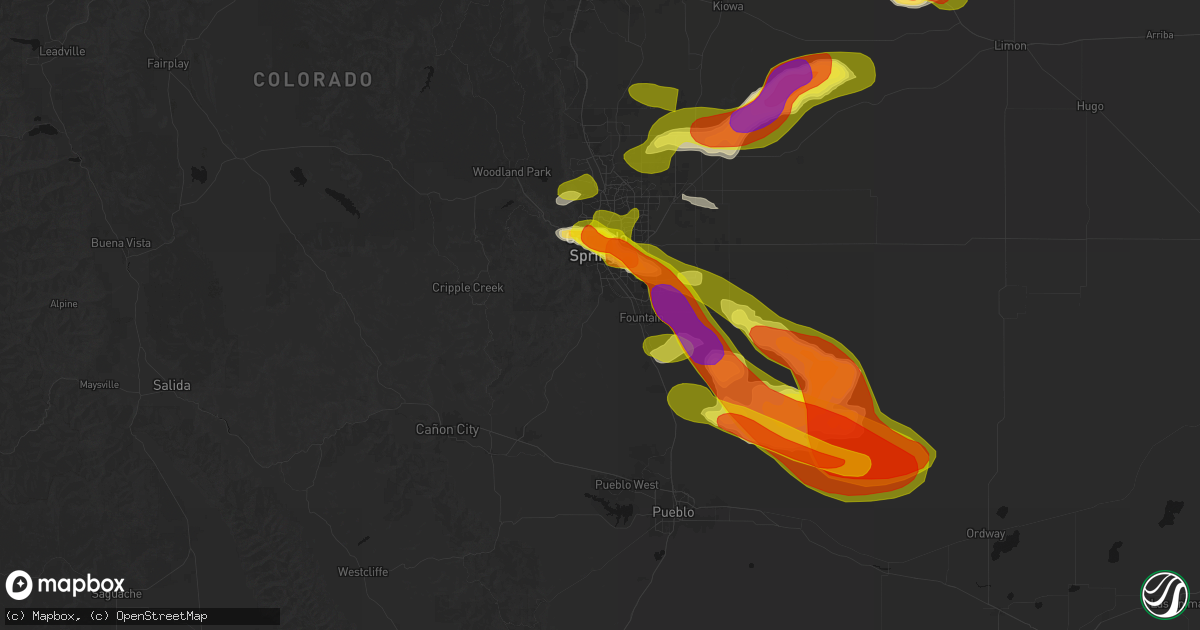 Hail Map in Colorado Springs, CO on June 23, 2026 - HailTrace