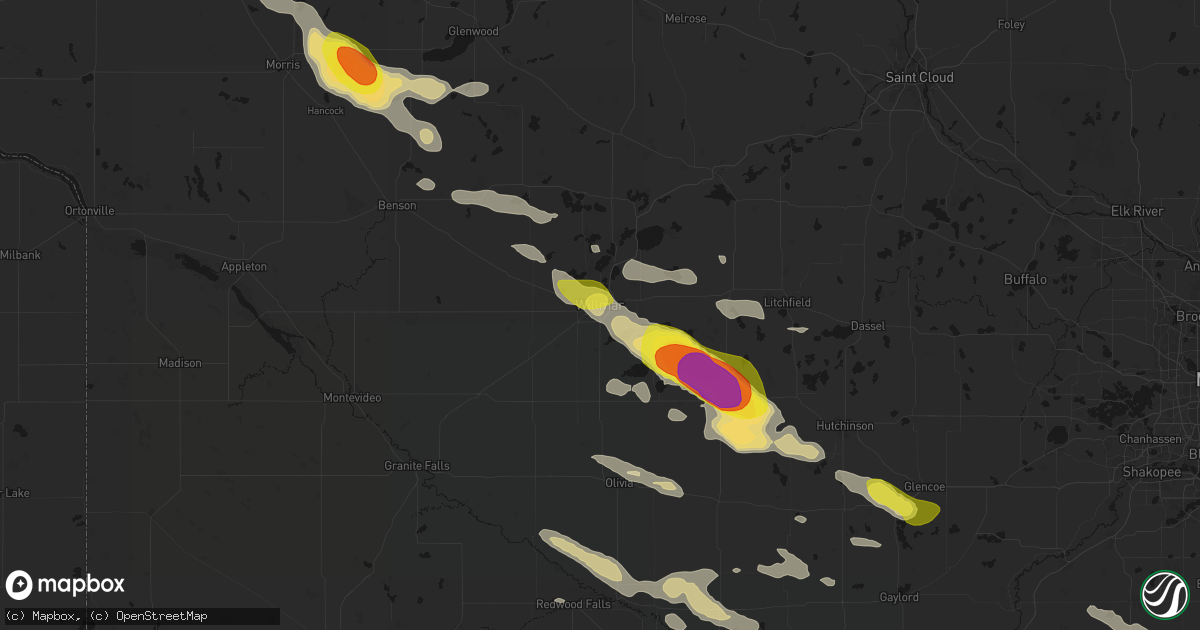 Hail Map in Willmar, MN on June 23, 2026 - HailTrace