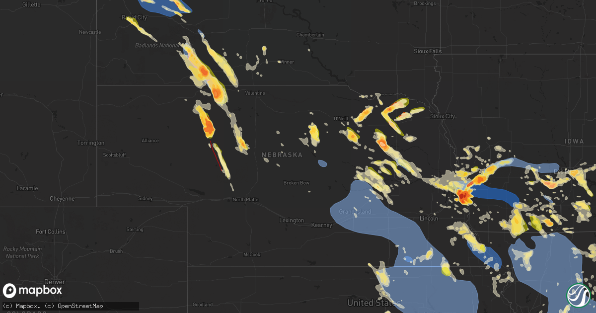 Hail Map in Nebraska on June 25, 2024 - HailTrace