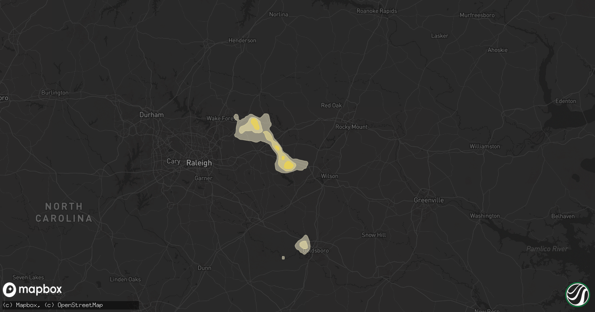 Hail Map in Bailey, NC on June 25, 2025 - HailTrace