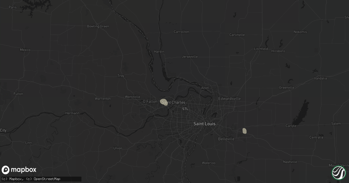 Hail Map in Saint Charles, MO on June 25, 2026 - HailTrace