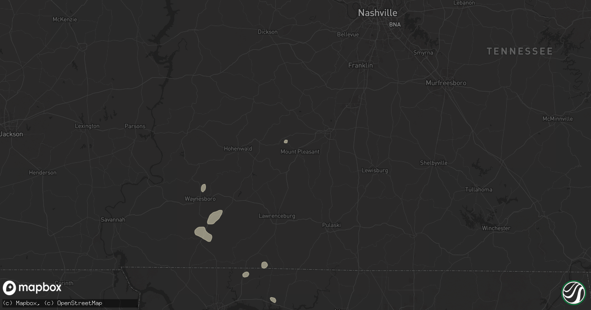 Hail Map in Mount Pleasant, TN on June 27, 2025 - HailTrace