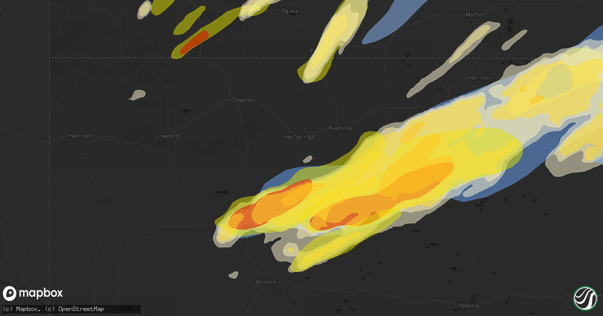 Hail Map in Hay Springs, NE on June 27, 2026 - HailTrace