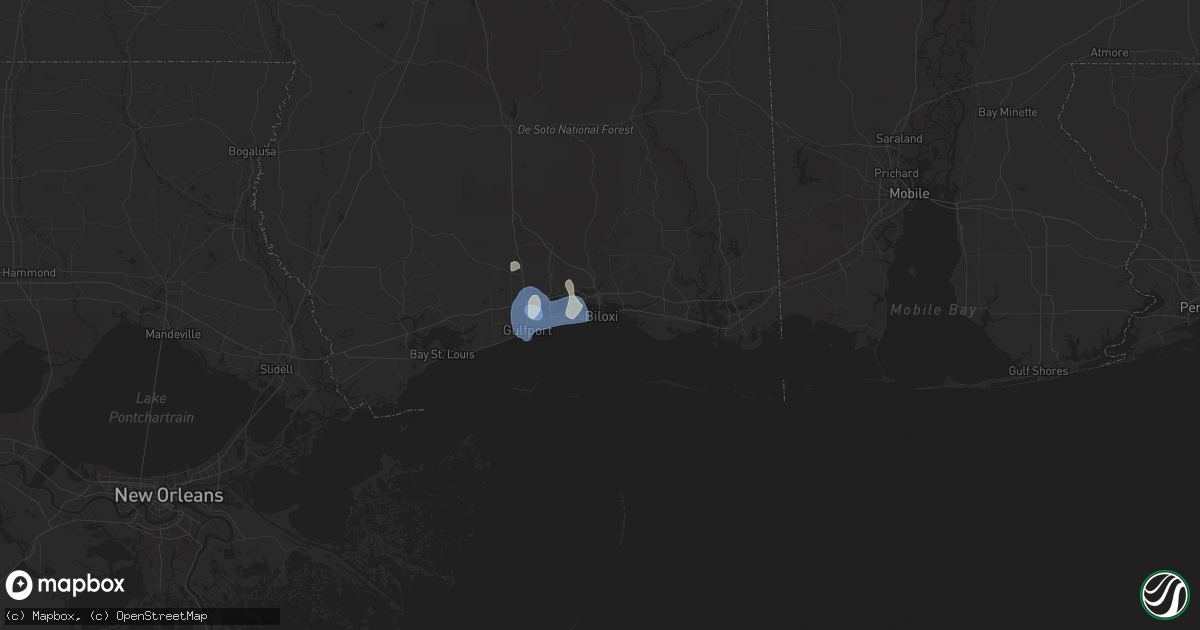 Hail Map in Biloxi, MS on July 1, 2025 - HailTrace