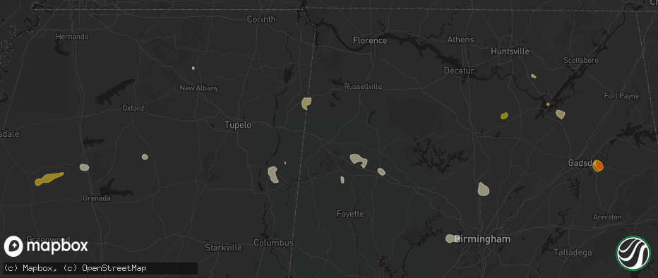 Hail Map in Hamilton, AL on July 1, 2026 - HailTrace