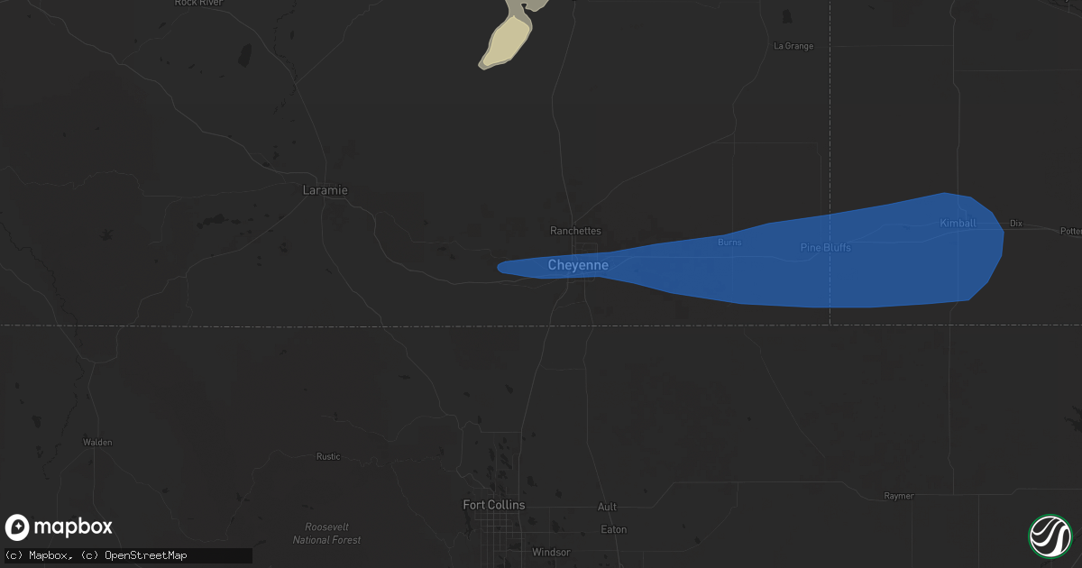 Hail Map in Cheyenne, WY on July 6, 2025 - HailTrace