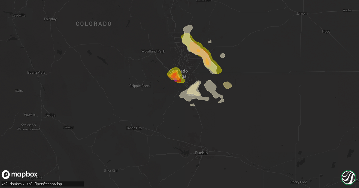 Hail Map in Colorado Springs, CO on July 6, 2025 - HailTrace