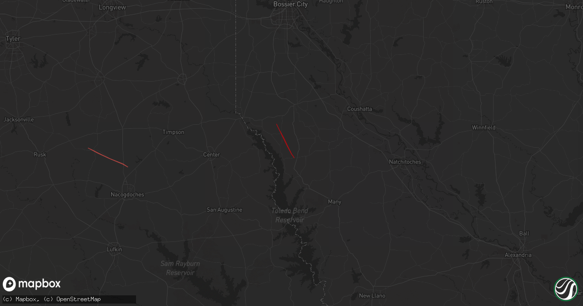 Hail Map in Converse, LA on July 8, 2024 - HailTrace