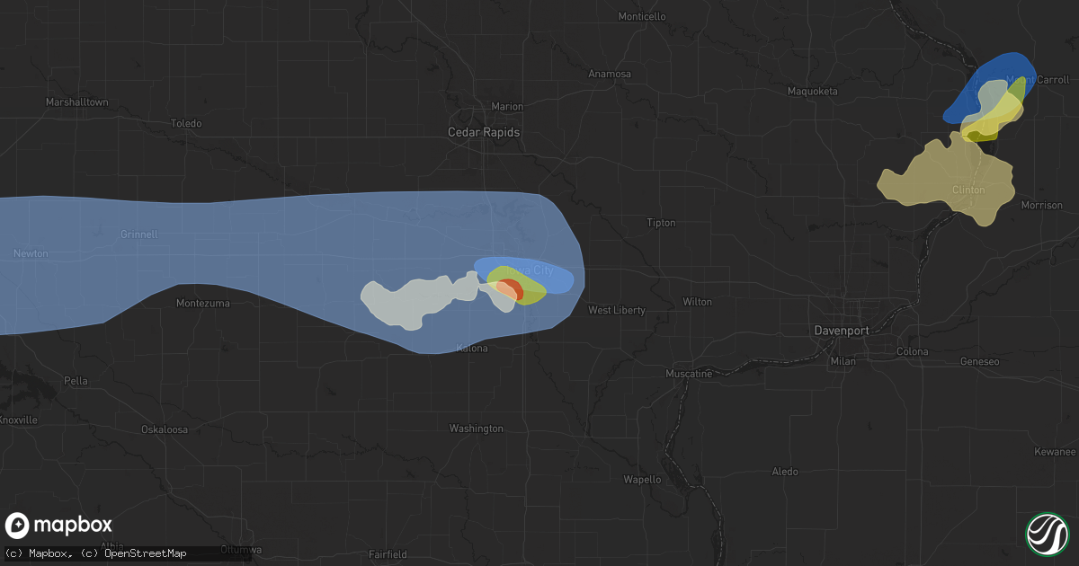 Hail Map in Iowa City, IA on July 10, 2025 - HailTrace