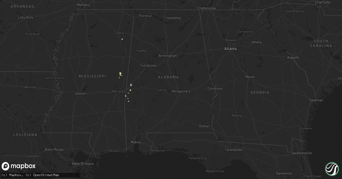Hail Map in Alabama on July 14, 2024 - HailTrace