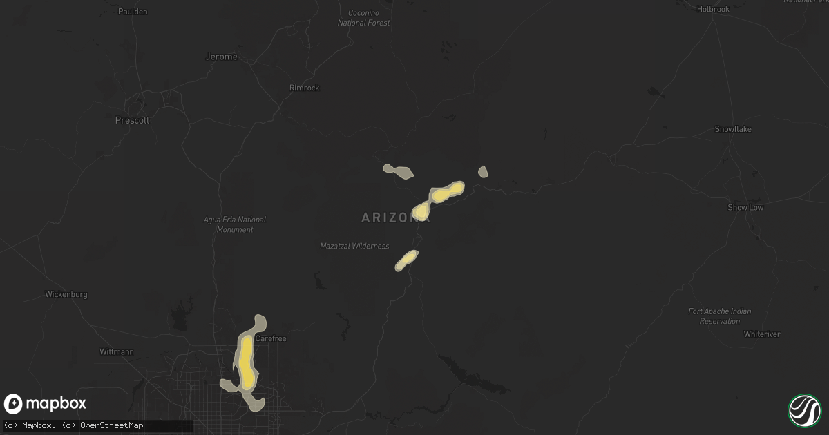 Hail Map in Payson, AZ on July 14, 2024 - HailTrace