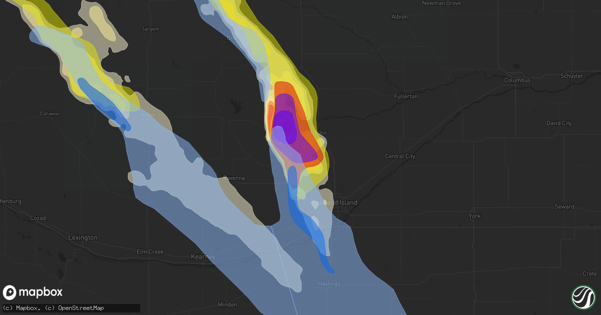 Hail Map in Dannebrog, NE on July 16, 2022 - HailTrace