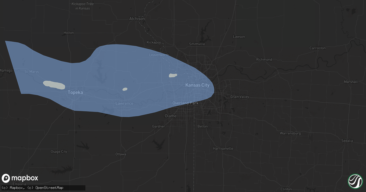 Hail Map in Shawnee, KS on July 16, 2024 - HailTrace