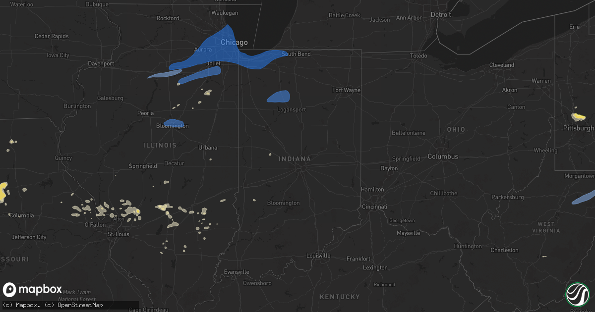 Hail Map in Indiana on July 16, 2025 - HailTrace