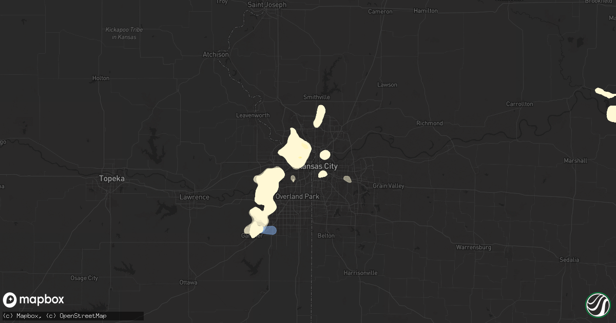 Hail Map in Kansas City, KS on July 16, 2025 - HailTrace