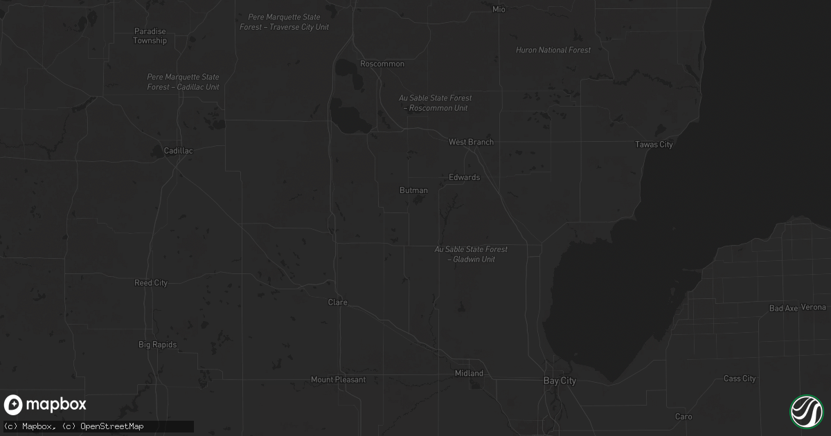 Hail Map in Gladwin, MI on July 17, 2024 - HailTrace