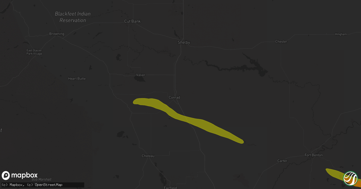 Hail Map in Conrad, MT on July 17, 2025 - HailTrace