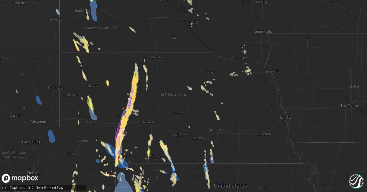 Hail Map in Nebraska on July 19, 2024 - HailTrace