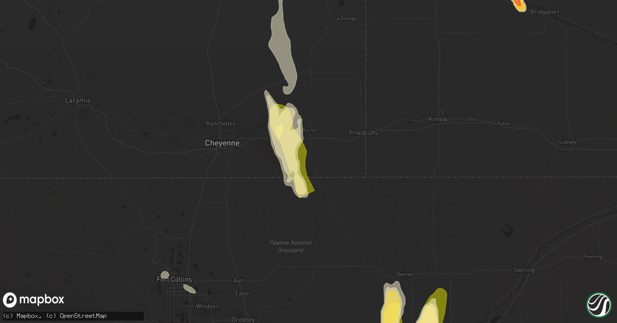 Hail Map in Carpenter, WY on July 20, 2024 - HailTrace