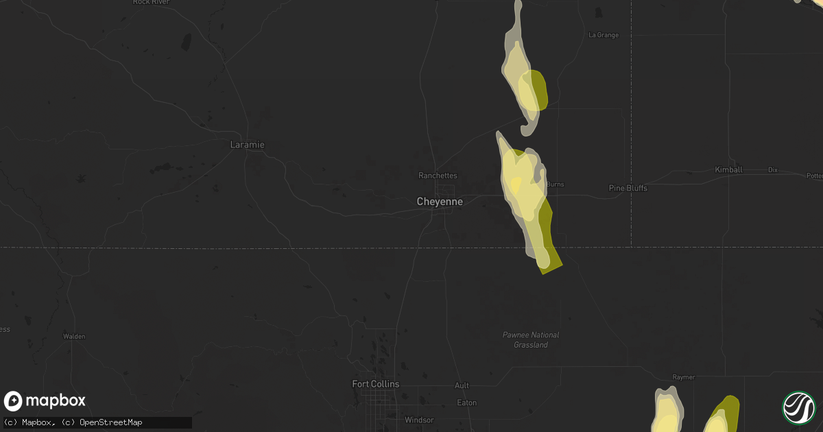 Hail Map in Cheyenne, WY on July 20, 2024 - HailTrace