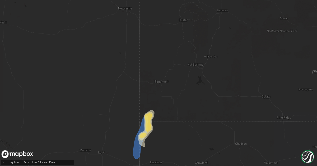 Hail Map in Edgemont, SD on July 20, 2024 - HailTrace