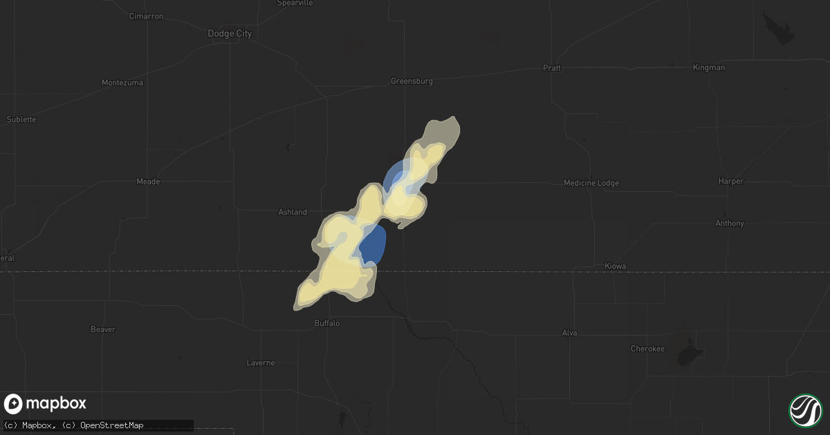 Hail Map in Coldwater, KS on July 21, 2025 - HailTrace