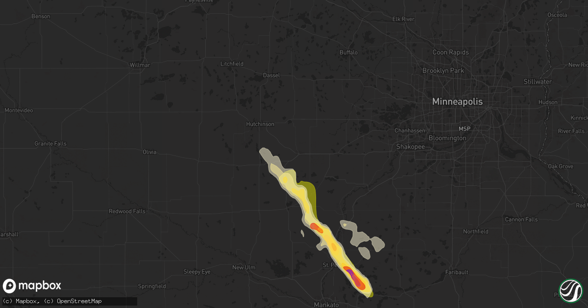 Hail Map in Glencoe, MN on July 21, 2025 - HailTrace