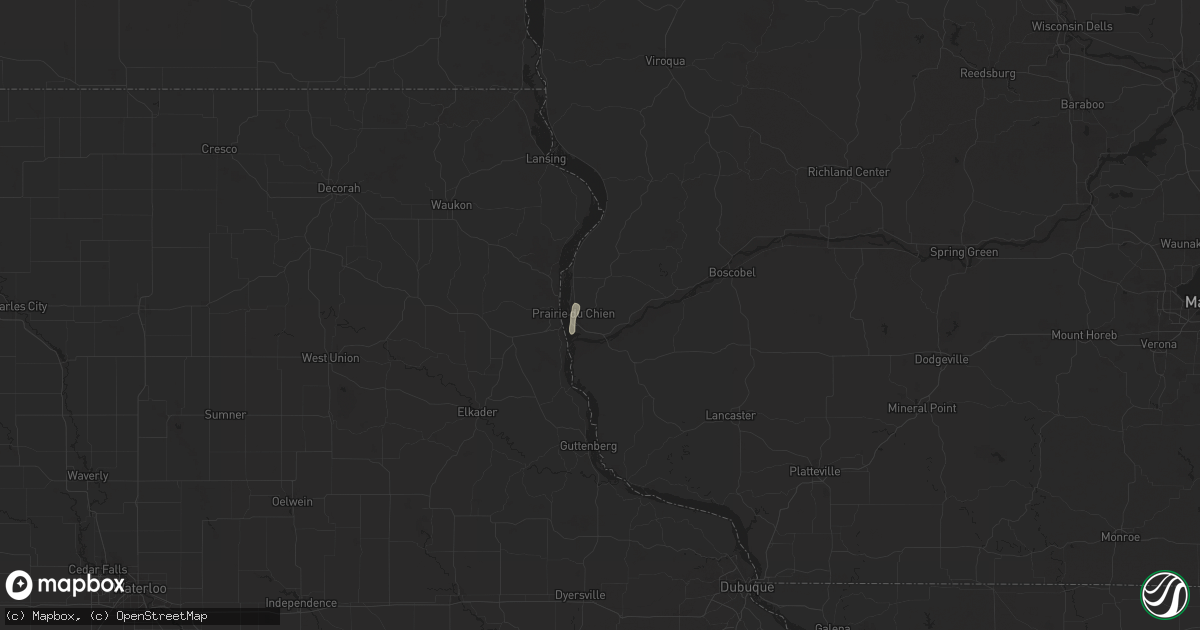 Hail Map in Prairie Du Chien, WI on July 22, 2025 - HailTrace